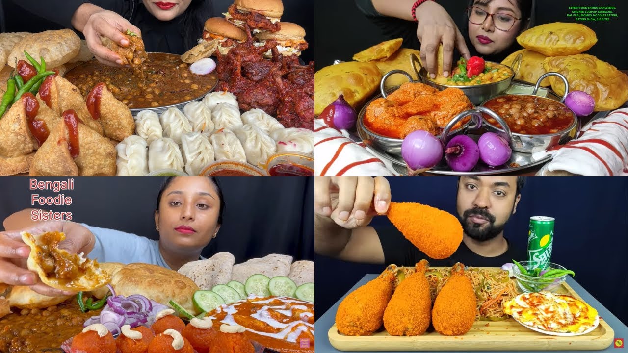 STREET FOOD CHALLENGE, CHICKEN LOLIPOP, SOMACHA, PURI, MOMOS, NOODLES ...
