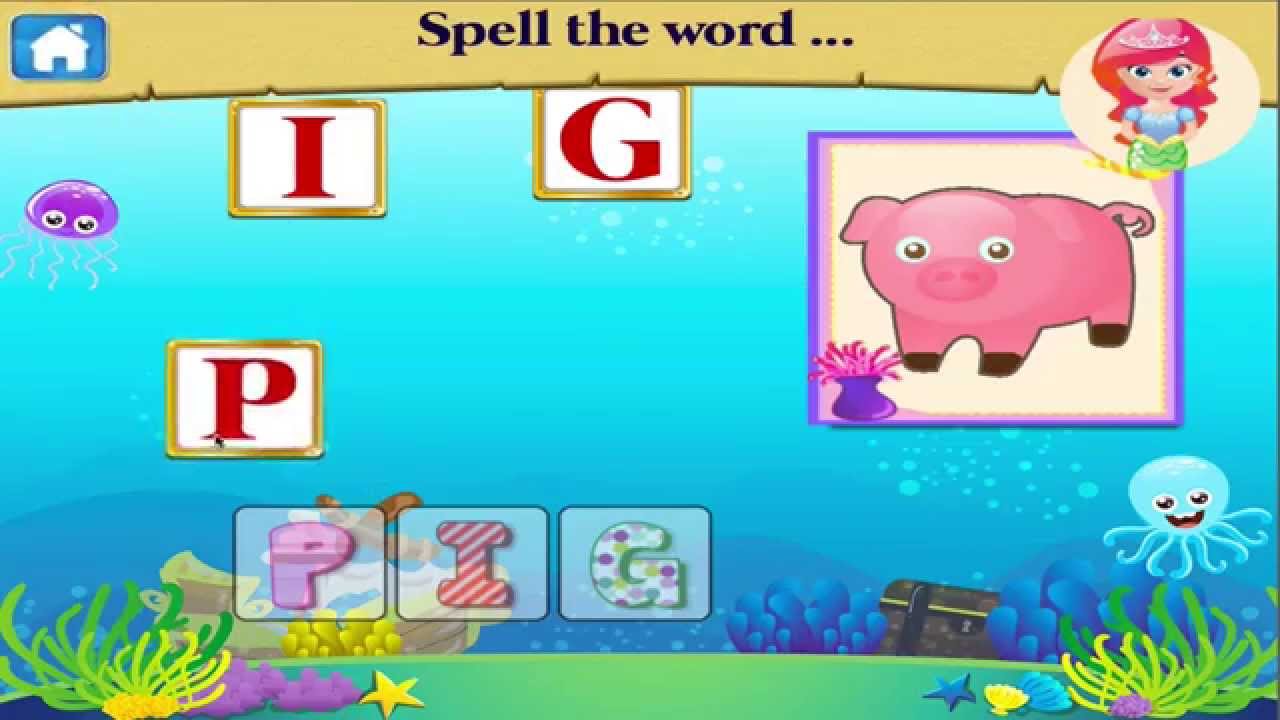 Mermaid Princess First Grade Learning Games - YouTube