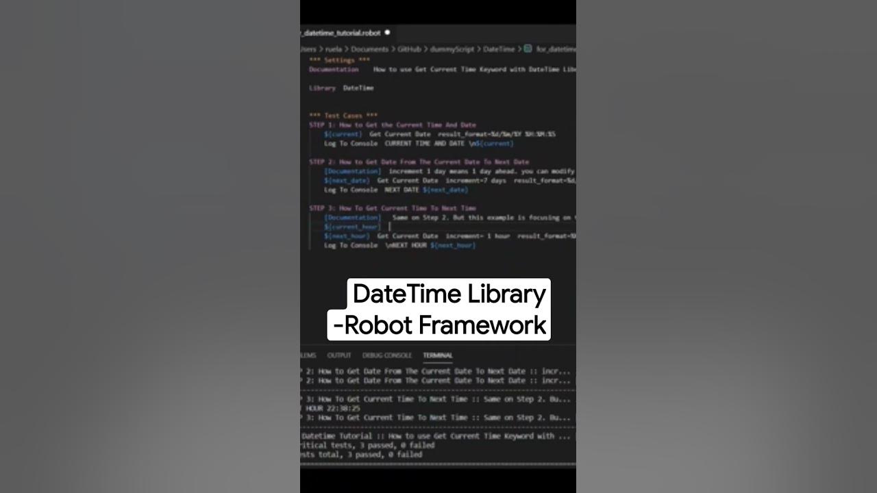 #datetime library - #robotframework #pythondatetime #python #shorts # ...