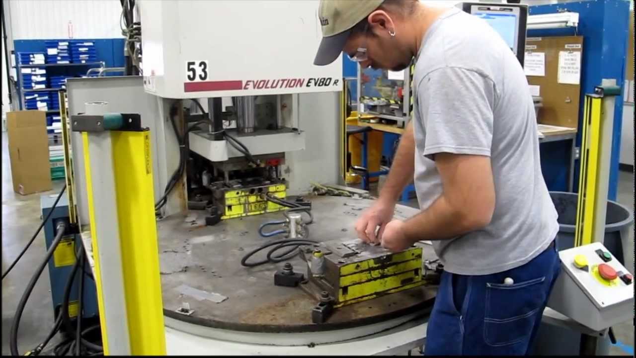 80 ton Autojector Vertical Injection Molding Machine - YouTube