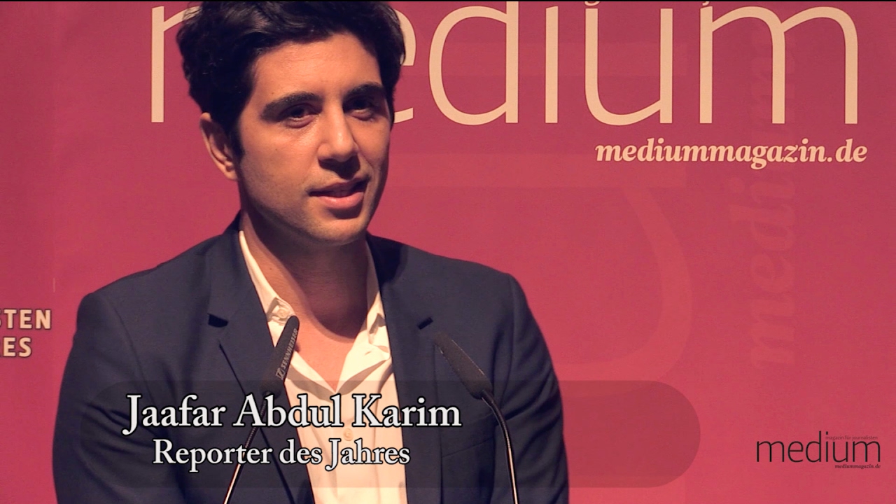 Jaafar Abdul Karim sagt Danke für die Wahl zum Reporter des Jahres ...