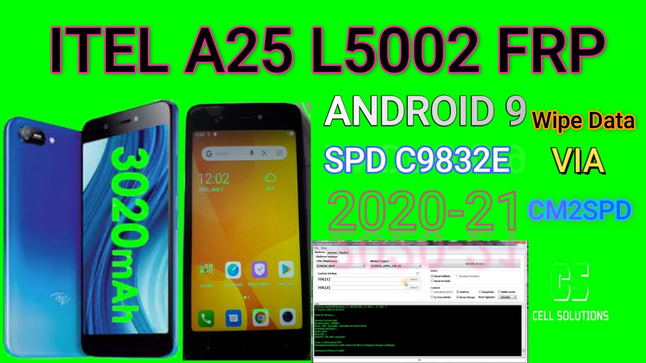 ITEL A25 L5002 ANDROID 9 WIPE DATA FRP DONE VIA CM2 BY Cell Solutions ...
