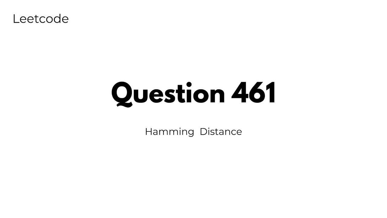 Leetcode 461 | Hamming Distance | O(1) - YouTube