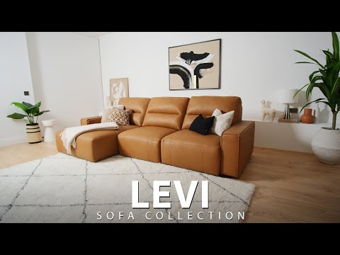 Levi Tan Leather Power Chaise