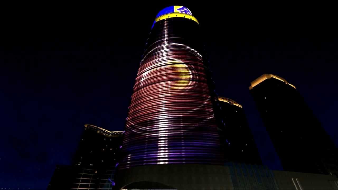 LED display monitor building gable project - LED燈光工程規劃模擬動畫 - YouTube
