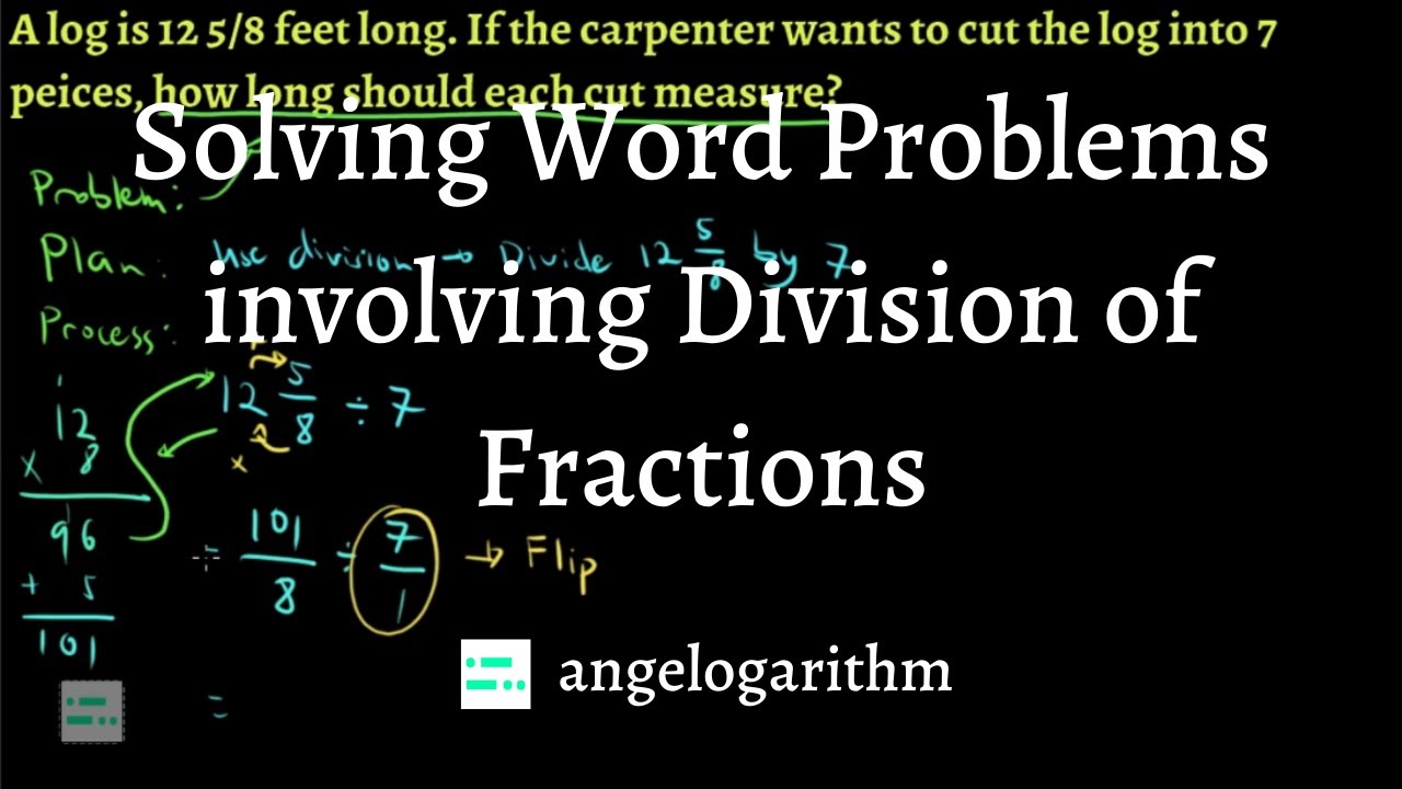 Solving Word Problems involving Division of Fractions | Fractions ...