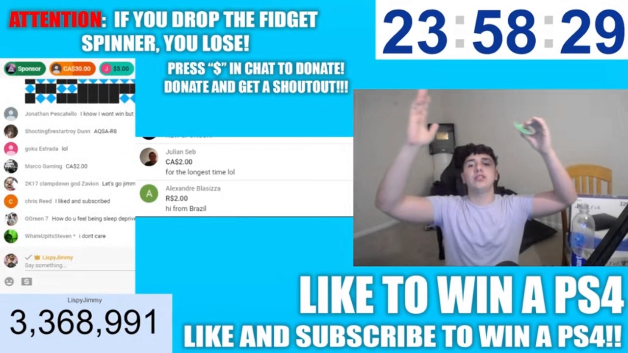 LispyJimmy 24 Hour Straight Fidget Spinning Last Minutes - YouTube