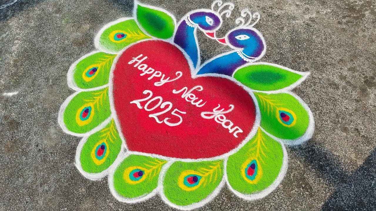 New year muggulu 2025🌹Beautiful New year kolam🌹happy new year rangoli ...