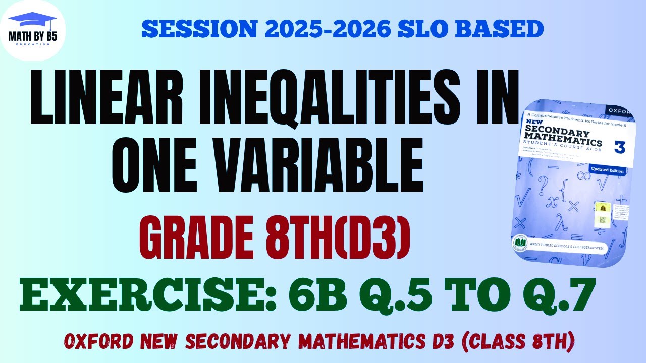 Exercise 6B Questions 5, 6 and 7 | Class 8 Mathematics (D3) | Linear ...