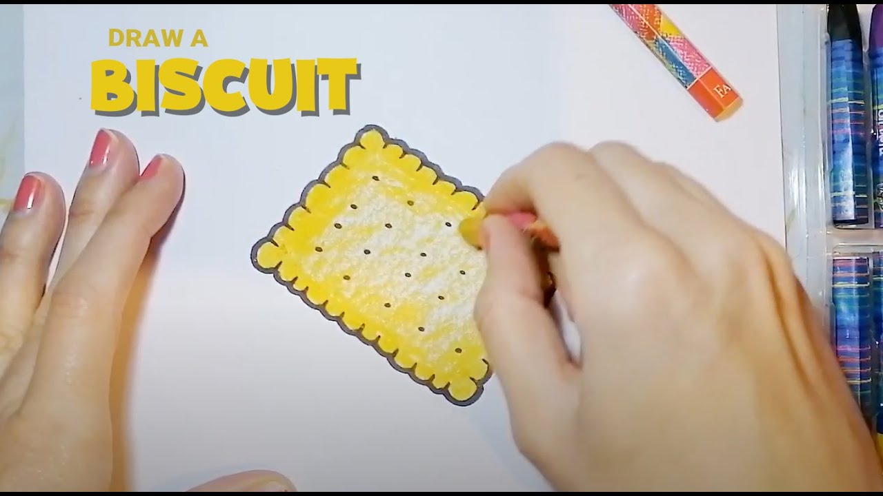 HOW TO DRAW A BISCUIT - OIL PASTEL & MARKER - FUN AND EASY BISCUIYT FOR ...