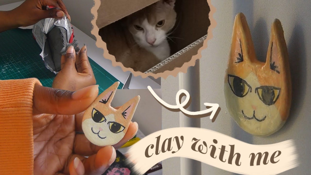 HOW I MAKE CUSTOM CAT PINS! | air dry clay | custom cute pin | clay pin ...