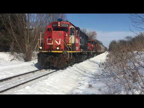 CN L568 Grand Trunk Western GP38-2 5824 Vintage GP9RM 4125 New Hamburg Ontario Guelph ...