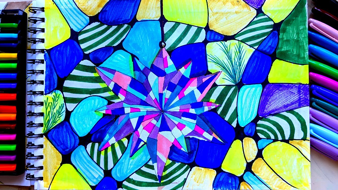 Doodle with me | Christmas Star with Neurographic lines | Drawing with ...