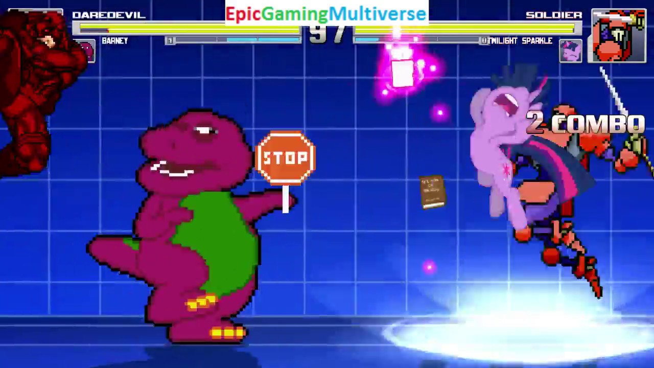 Barney The Dinosaur And Daredevil VS The Soldier And Twilight Sparkle ...