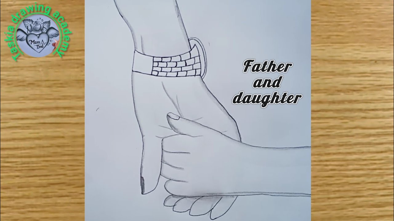 father's day drawing easy and beautiful// father and daughter holding ...