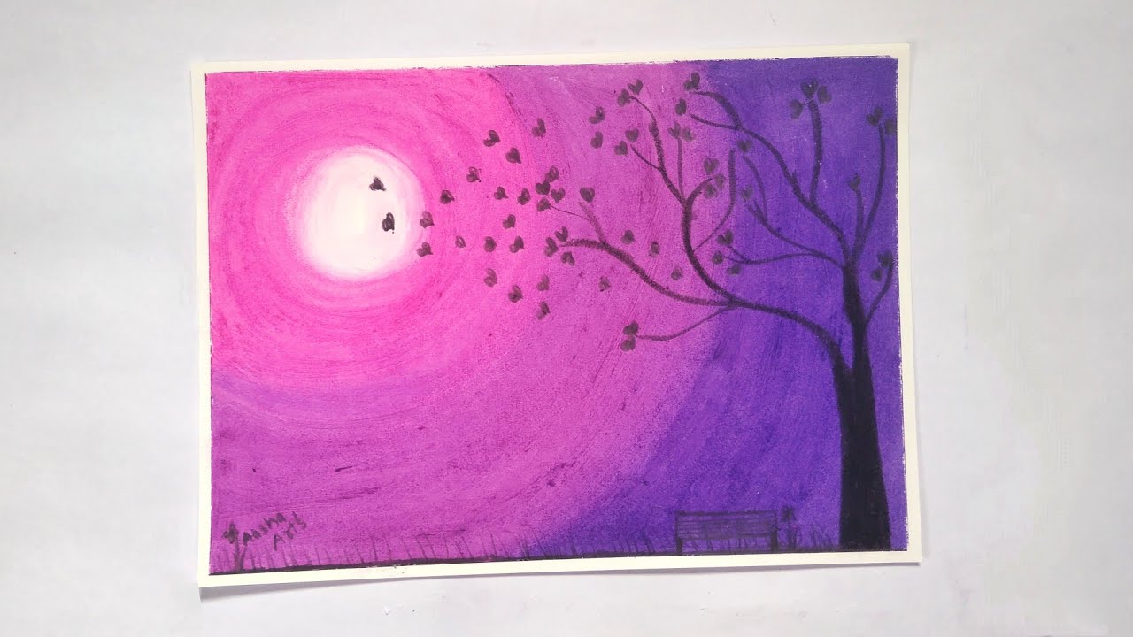 How to Draw A Beautiful Love Tree with Oil Pastel Drawing | Dinesh Arts ...