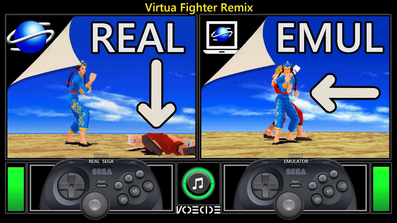 Virtua Fighter Remix (Real Sega Saturn vs Sega Saturn Emulator) Side by ...