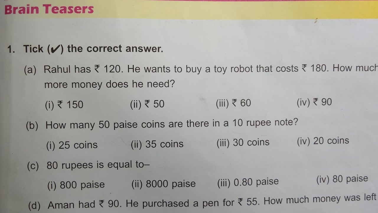 math class 3 chapter 7 brain teasers dav public school - YouTube