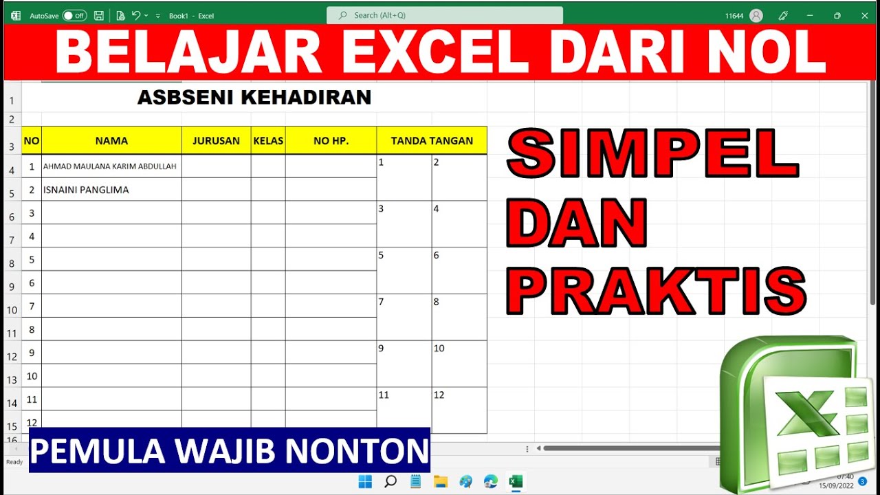 Cara Mudah Membuat Absensi Kehadiran | Belajar Excel Dari Nol - YouTube
