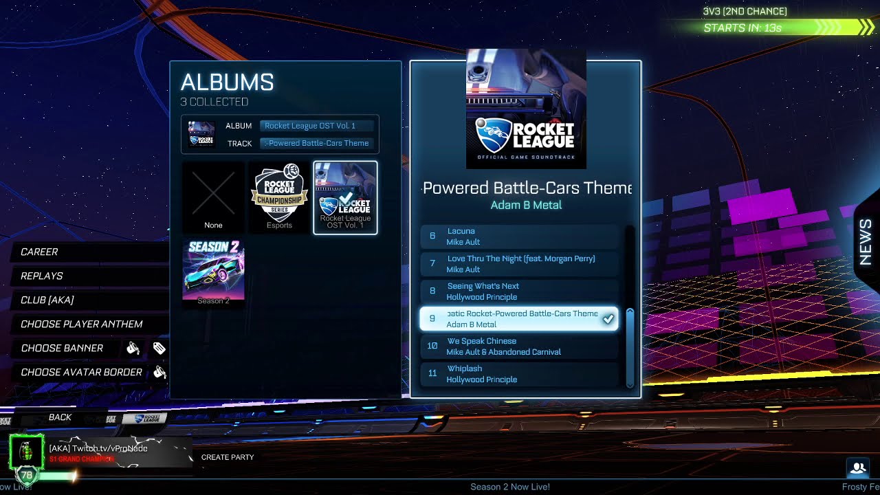 Rocket League Player Anthem Supersonic Acrobatic Rocket Powered Battle ...