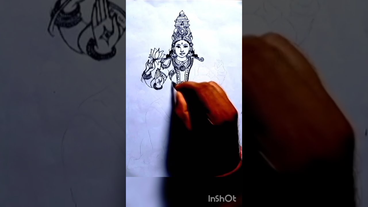 Maa Gajalaxmi | How to draw maa Laxmi | Maa Gajalakshmi Drawing | Sutar ...