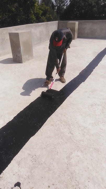 Hot Bitumen How to apply bitumen on roof surfaces waterproof treatment - YouTube