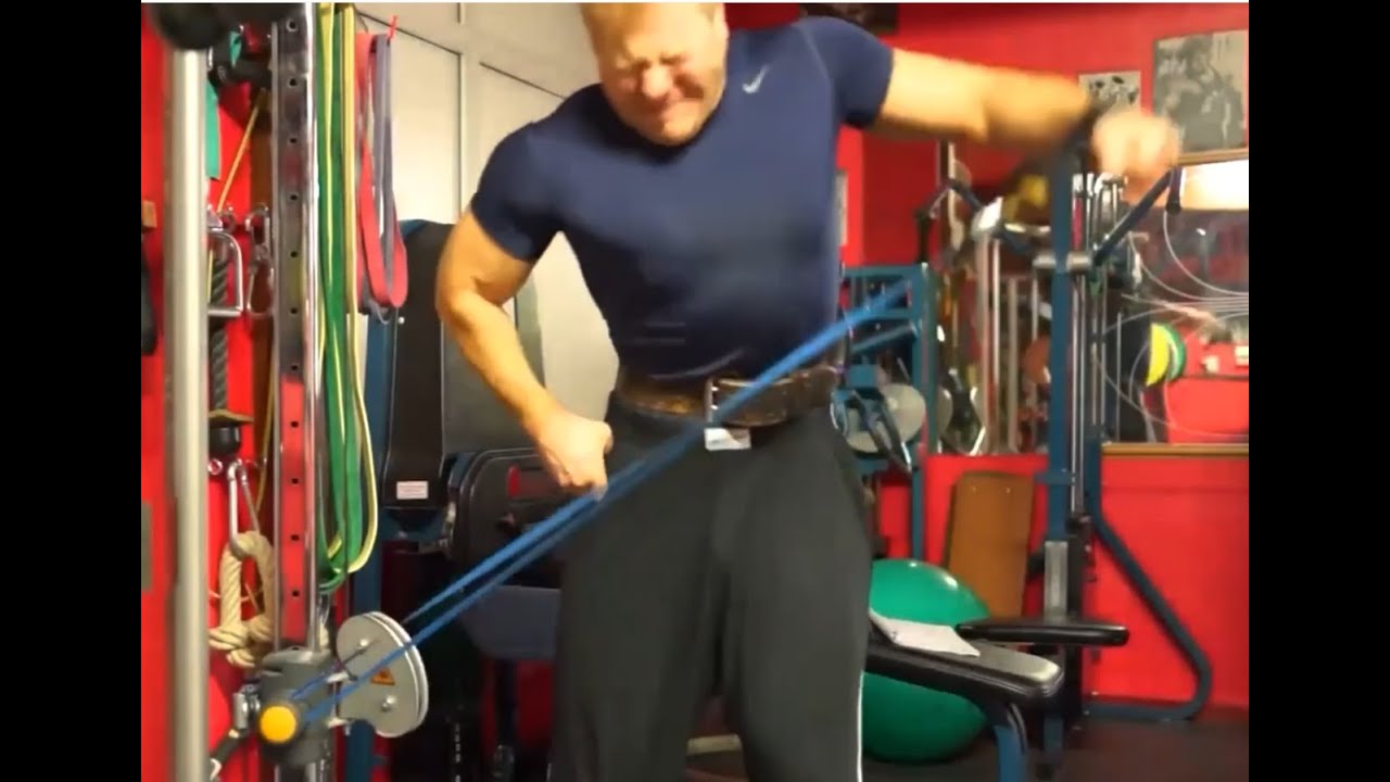 Lateral cable shoulder raises with elastic band +wrist cuff - YouTube