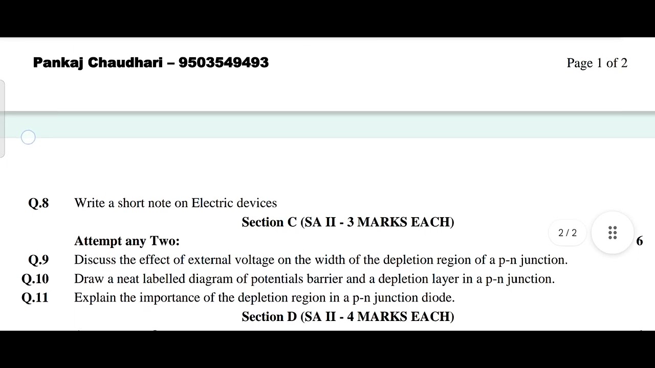 11th Science ll Physics ll Semiconductor Sample Test Paper -Questions ...