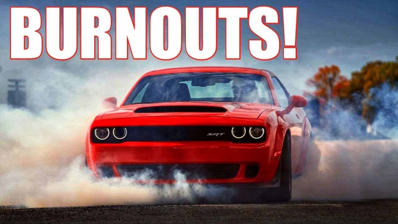 INSANE BURNOUTS | Dodge Challenger RT & Hellcat! - YouTube
