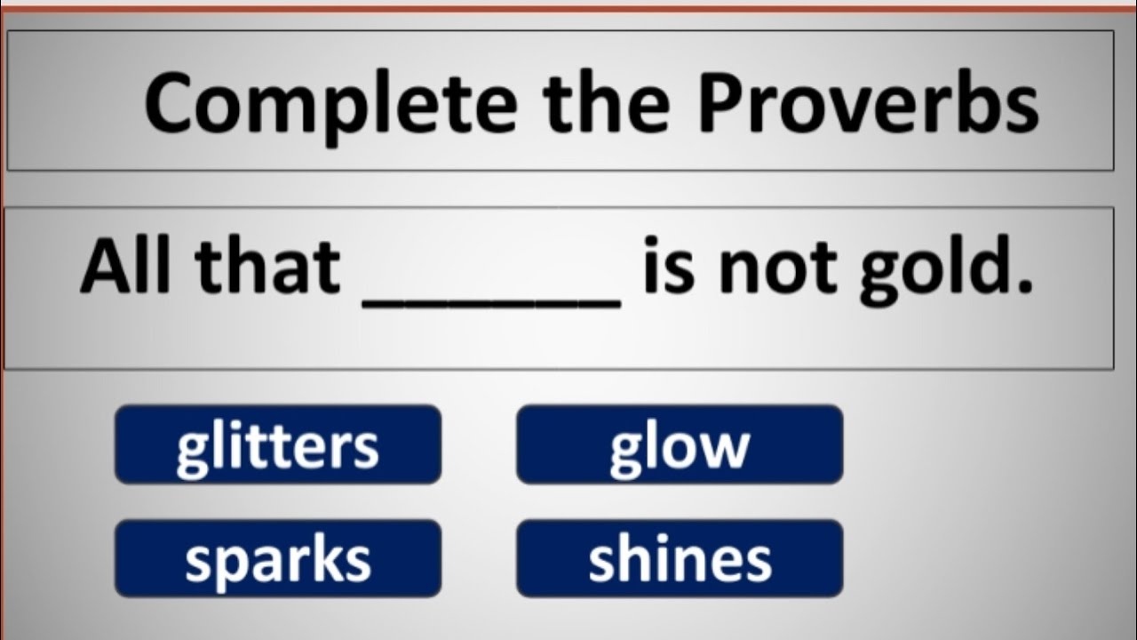 English Proverbs Quiz || Proverbs With meaning | English Grammar | Can ...