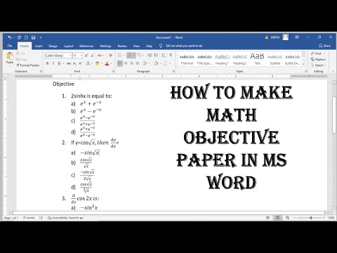 How to make math objective paper | make objective paper in ms word ...
