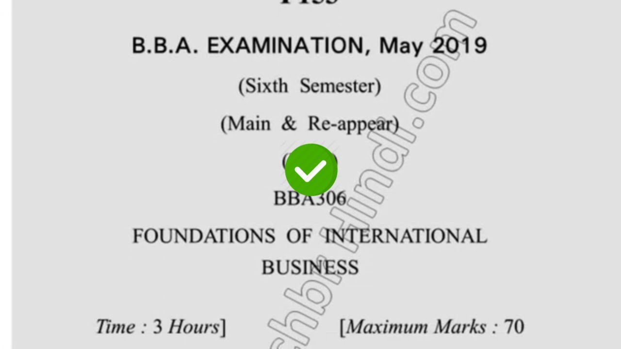 2019 Dcrust BBA 6th Sem Reappear Foundation of International Business Question Paper - YouTube