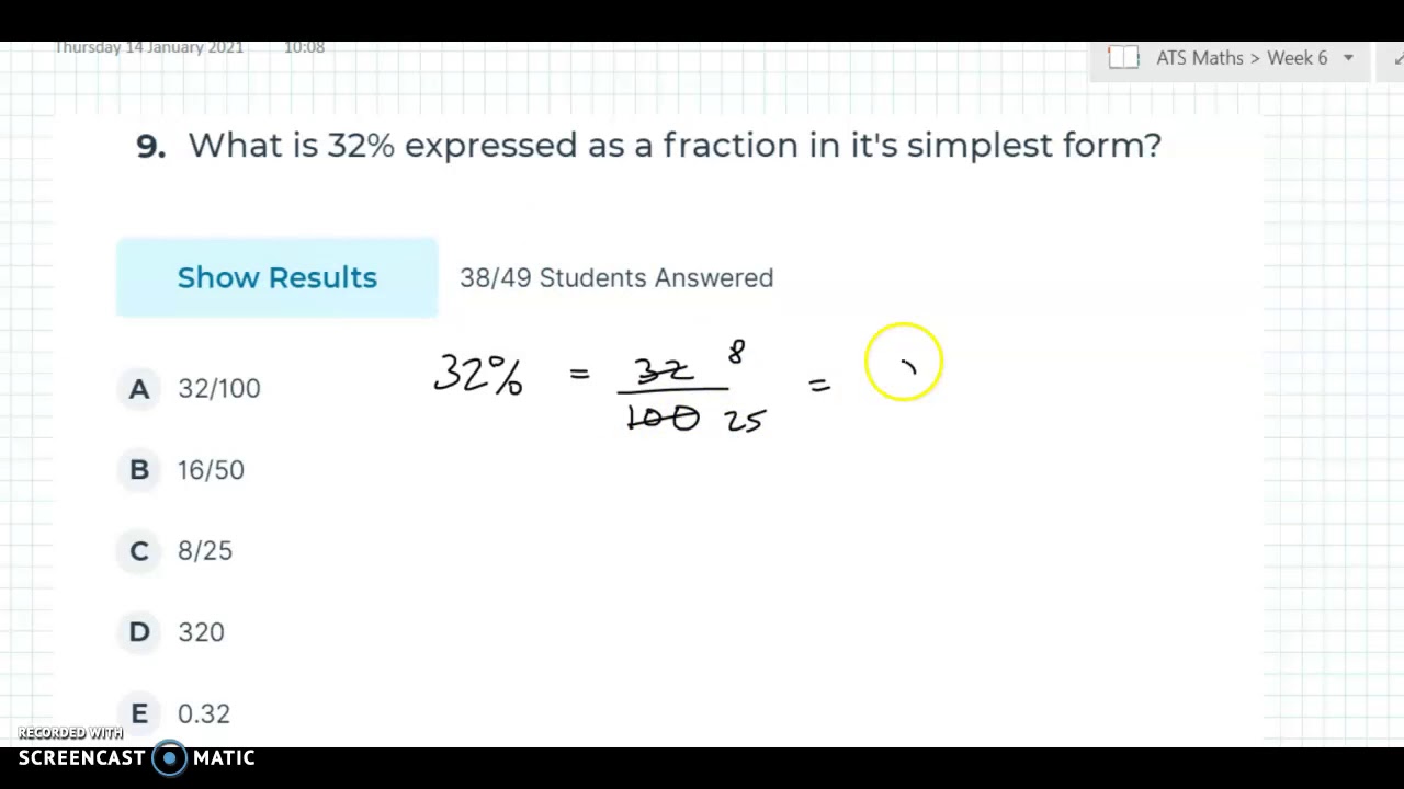 What is 32% expressed as a fraction ? - YouTube