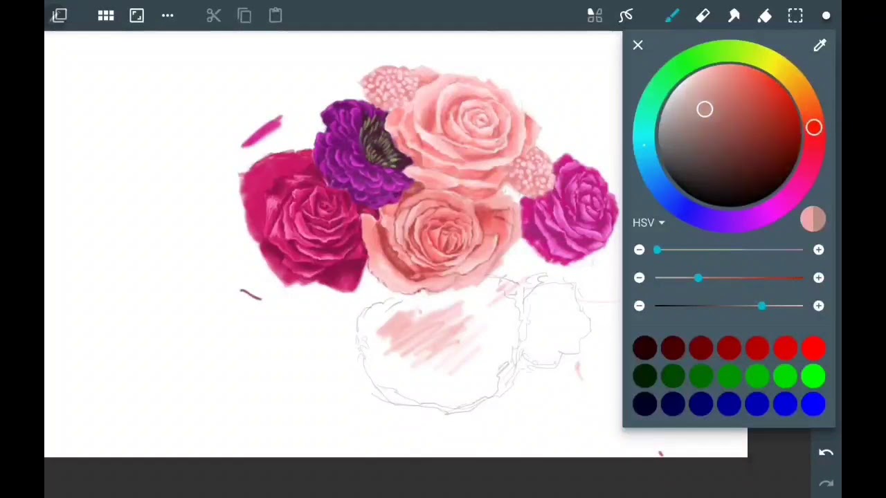 Painting Bouquet of roses part 2 - YouTube