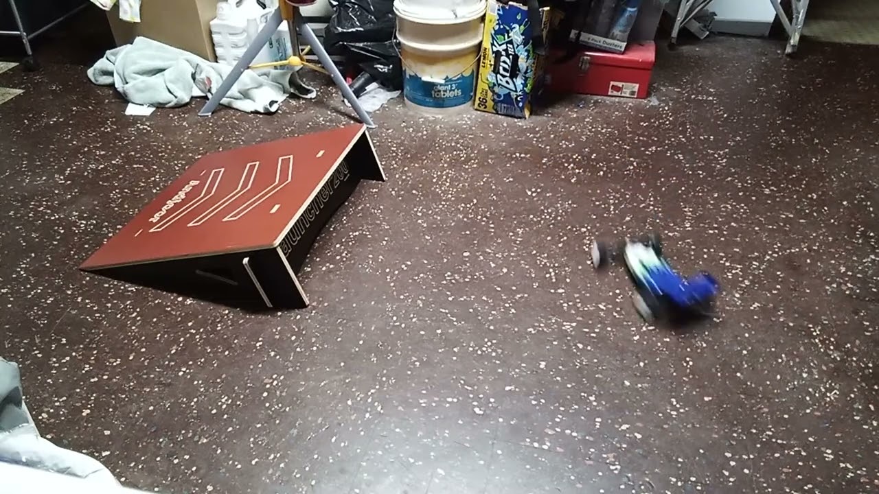 Mini B with new ramp in basement - YouTube