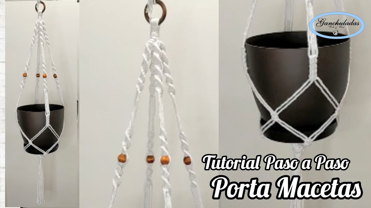 DIY / TUTORIAL PORTA MACETAS en MACRAMÉ 4 BRAZOS | MACRAMÉ para ...