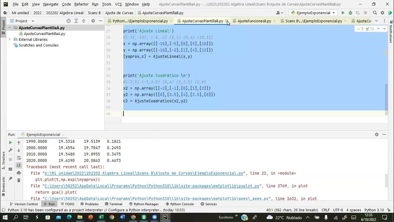 AL B 6 oct Ajuste Exponencial en Python - YouTube