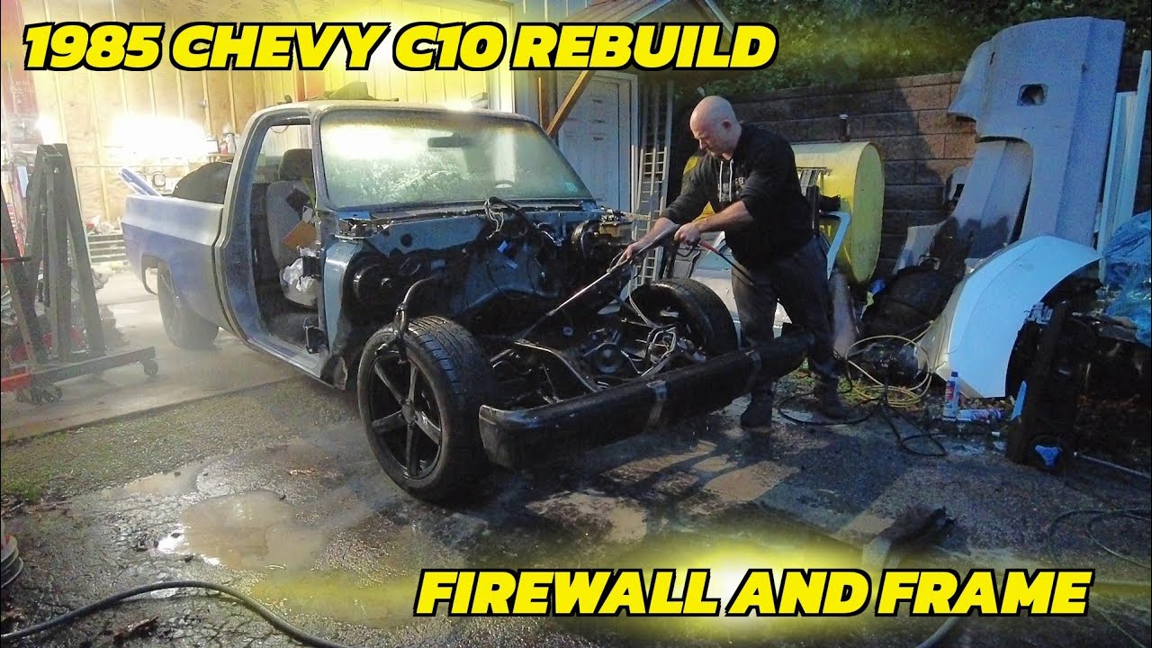 1985 Chevy C10 Frame and Firewall work - YouTube
