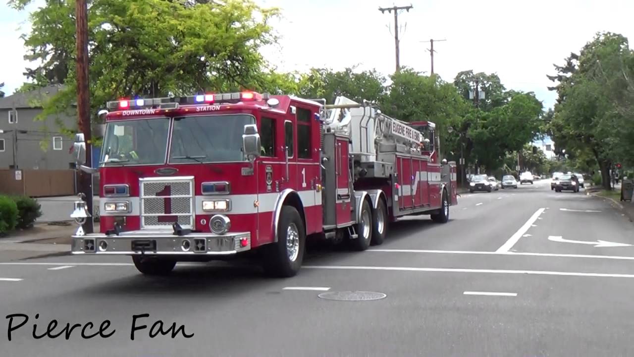 Truck 1 Responding Eugene Fire & EMS (2005 Pierce Dash 100' Tiller ...