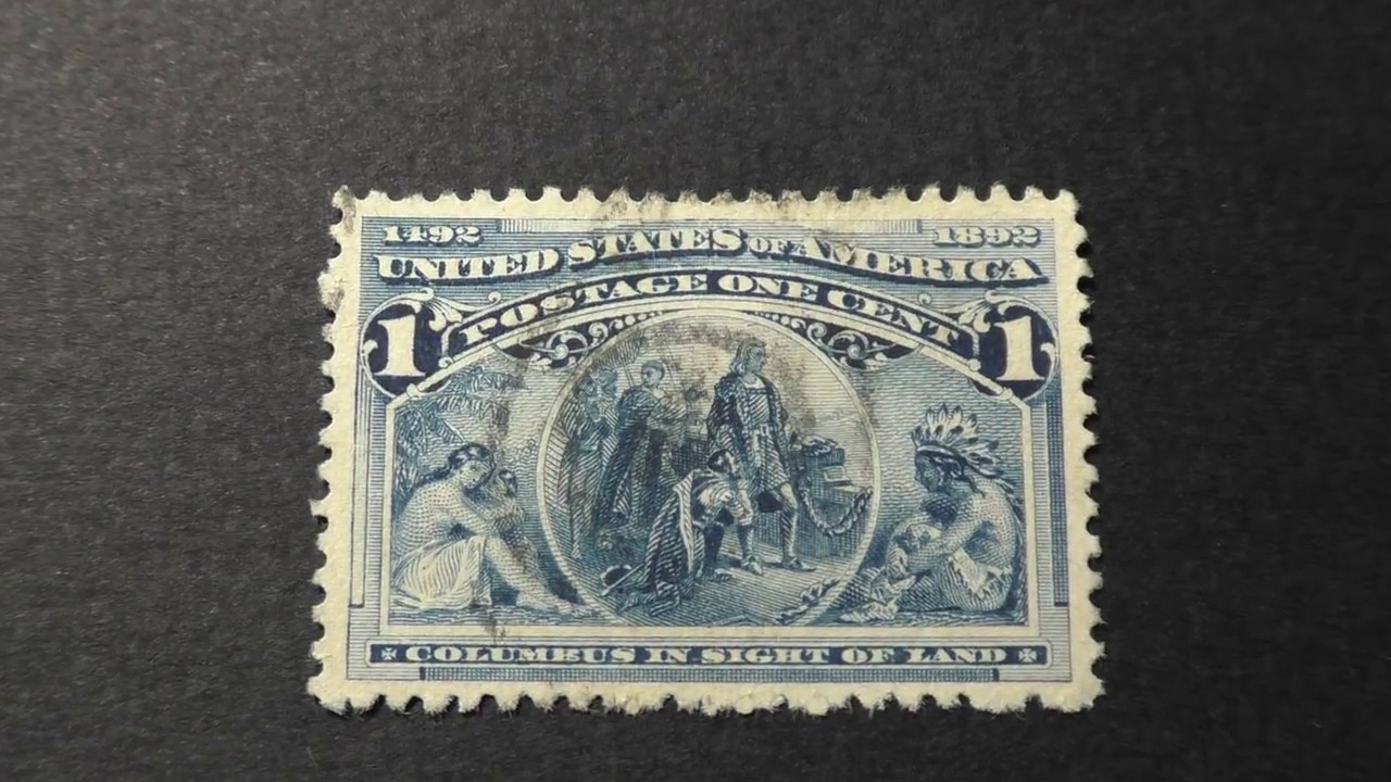 Postage stamp. USA. U.S. Postage. 1892. Columbus in Sight of Land ...