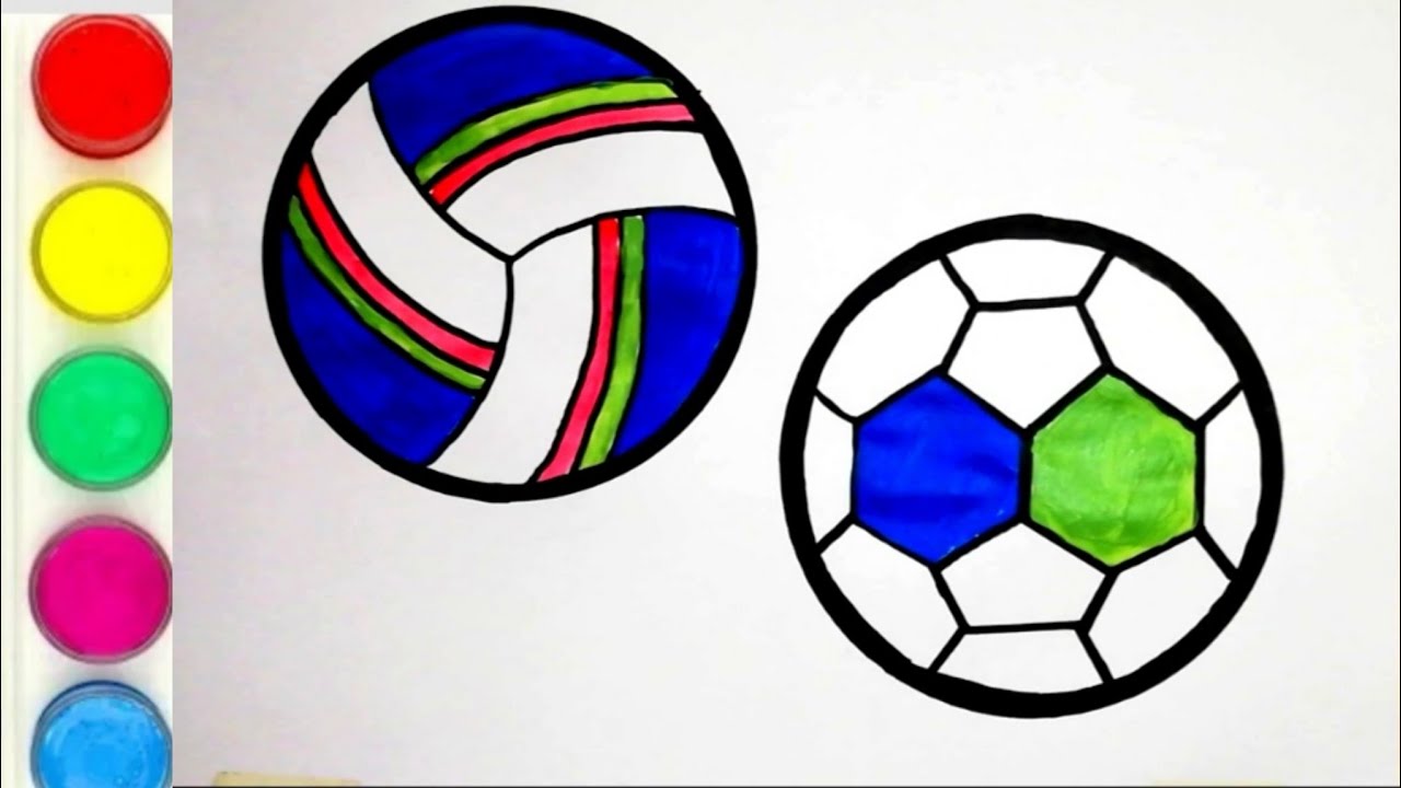 How to draw and paint Football and Basketball | Let's draw together ...