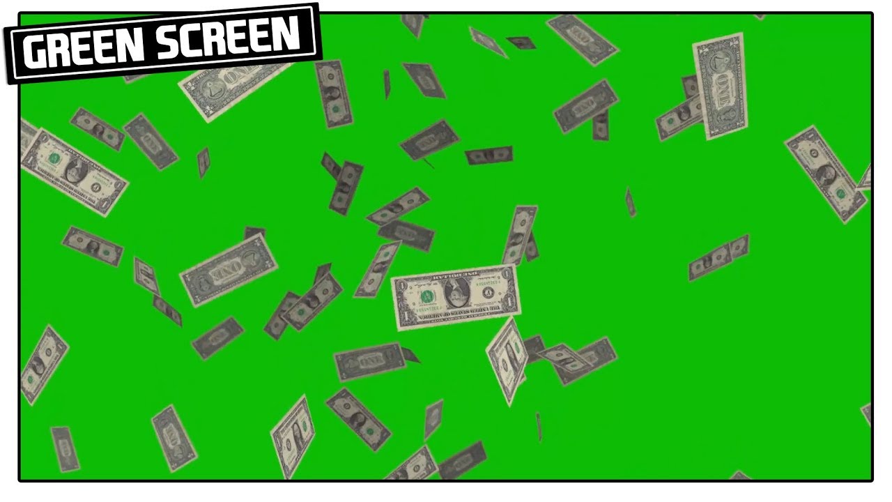 MONEY RAIN | ONE DOLLAR BILL FALLING | GREEN / BLACK SCREEN FX ...