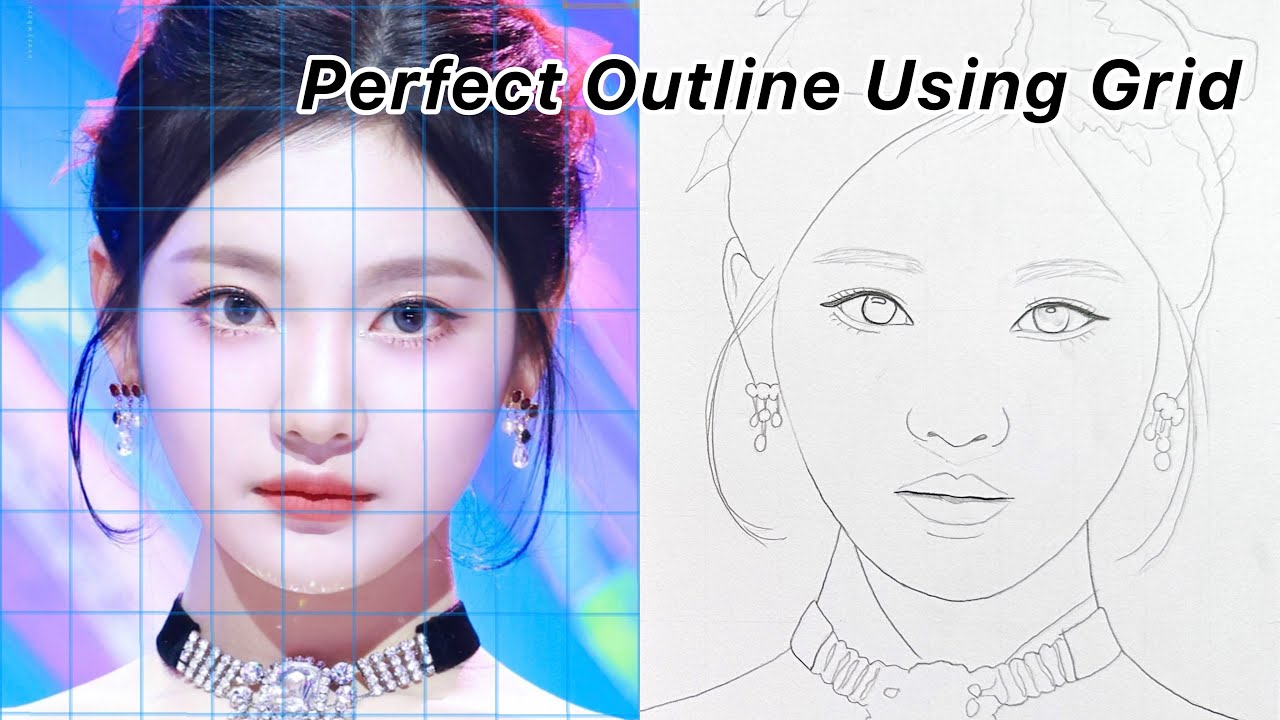 How to Drawing a Perfectly Precise Outline Using the Grid Method - YouTube