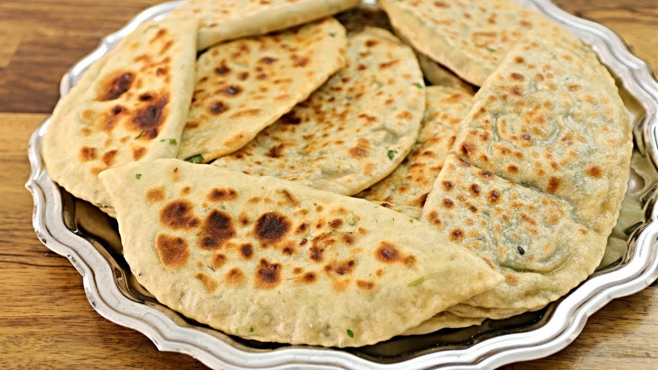 Qutab - Flat Bread Filled With Green Onion and Cheese - YouTube