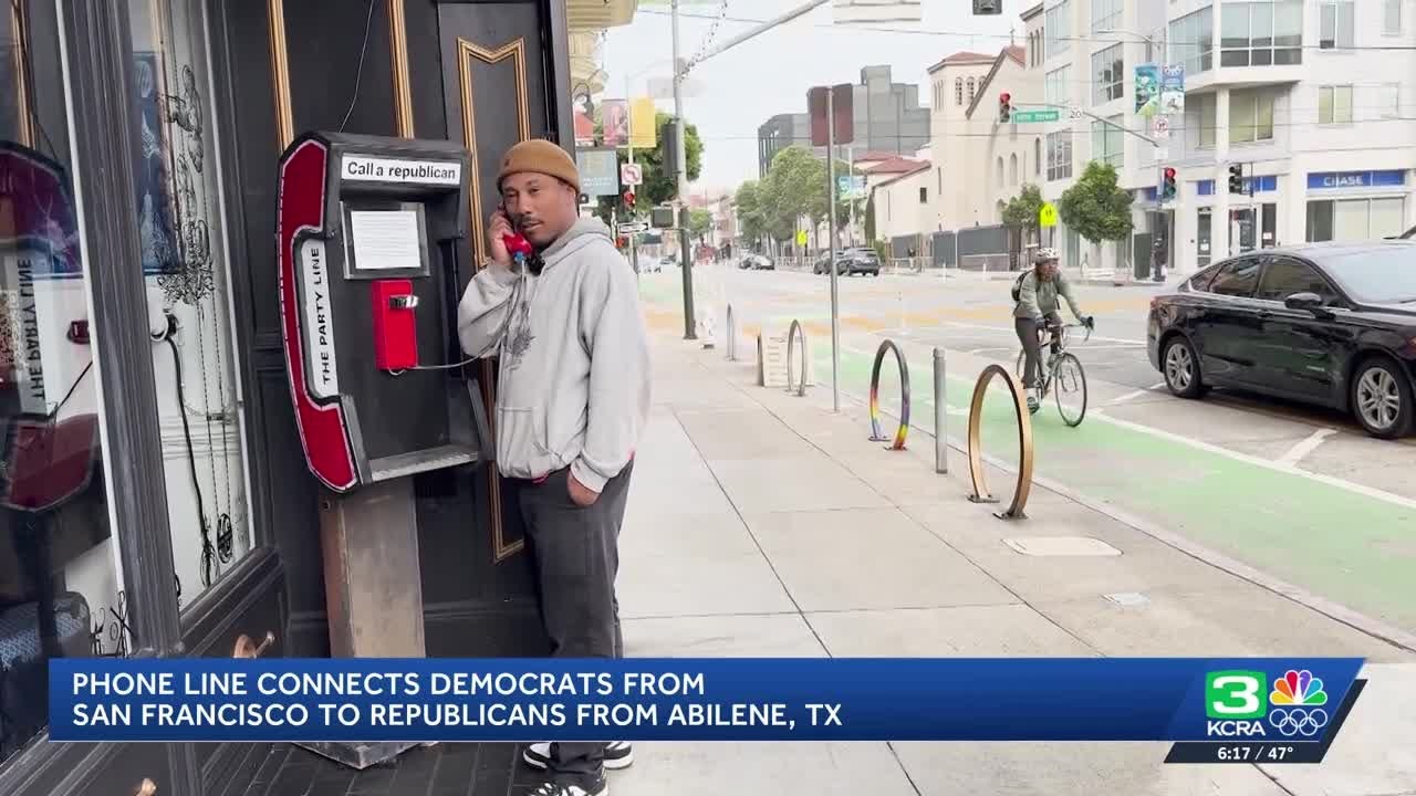 Party Line phone connects liberal SF with conservative Texas - YouTube