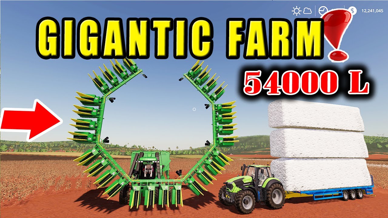 Farming Simulator 19 - CRAZY COTTON HARVESTER AND GIANT COTTON BALE ...