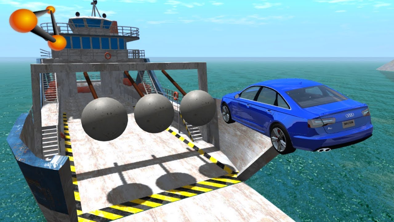 BeamNG.drive - Giant Concrete Balls Against Cars #2 - YouTube