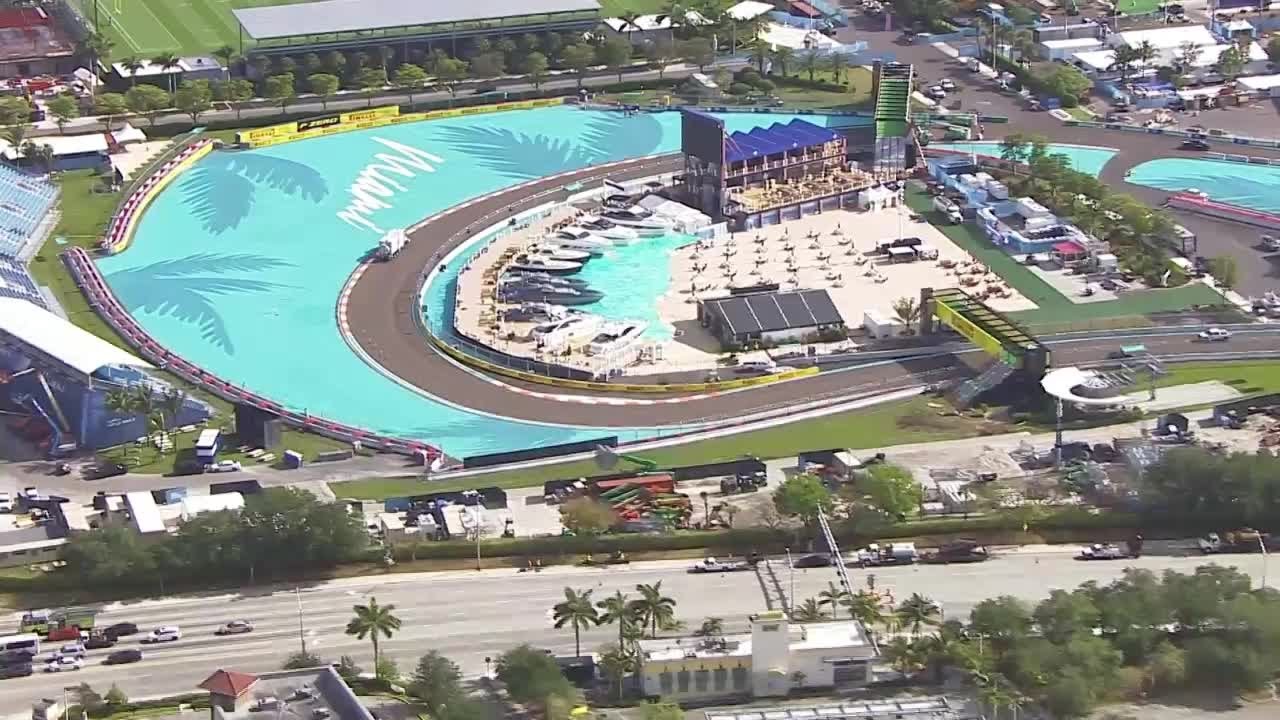Aerial Look At Formula 1 Race Track At Hard Rock Stadium - YouTube