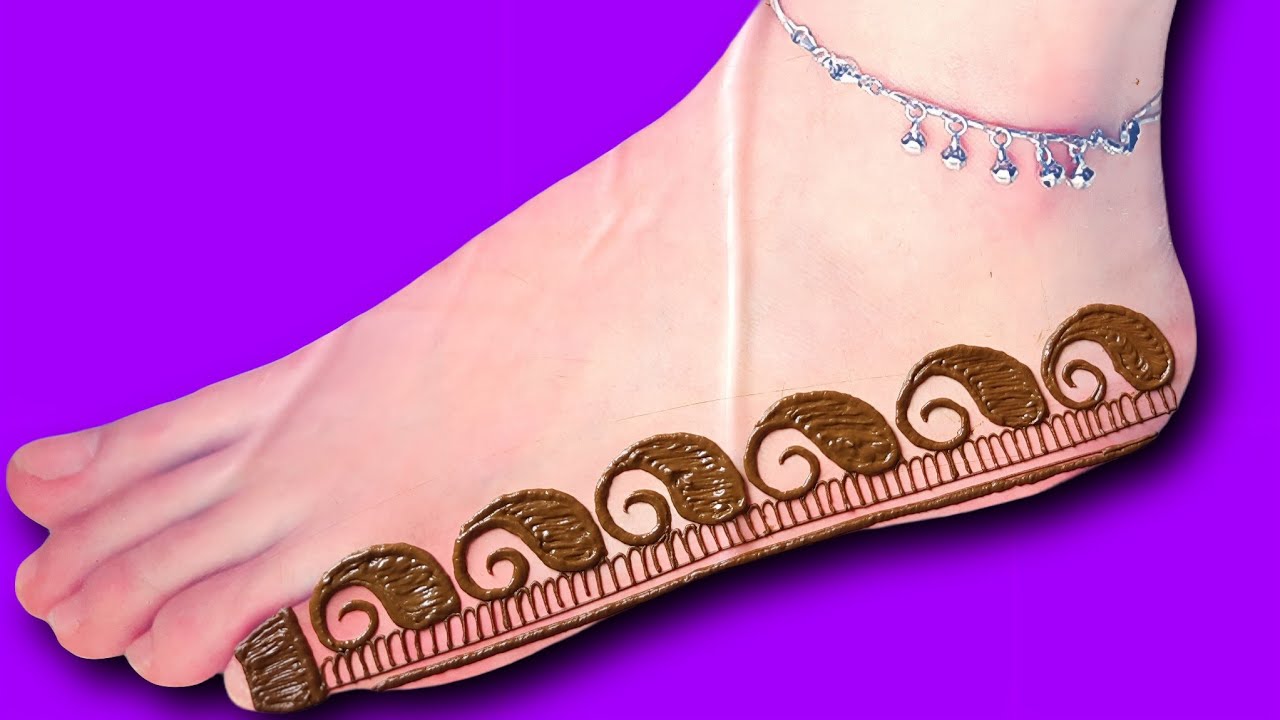 Simple arabic feet mehndi design | feet mehndi design | pairon ki ...