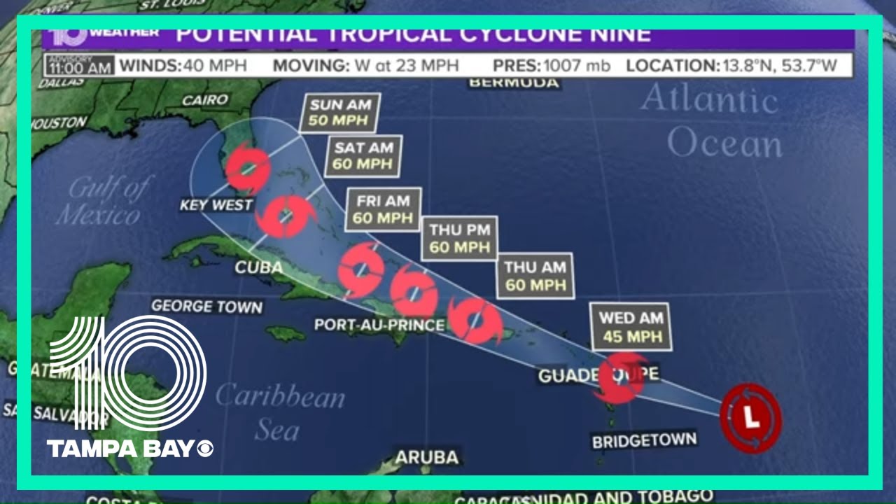 Florida is in the cone of Potential Tropical Cyclone Nine - YouTube